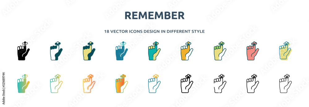 remember icon in 18 different styles such as thin line, thick line, two ...