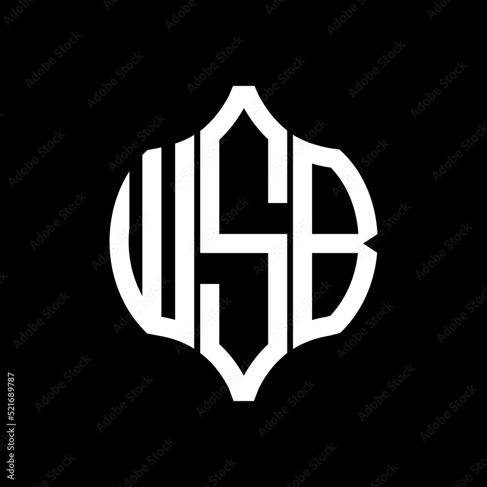 WSB letter logo. WSB best black background vector image. WSB Monogram ...