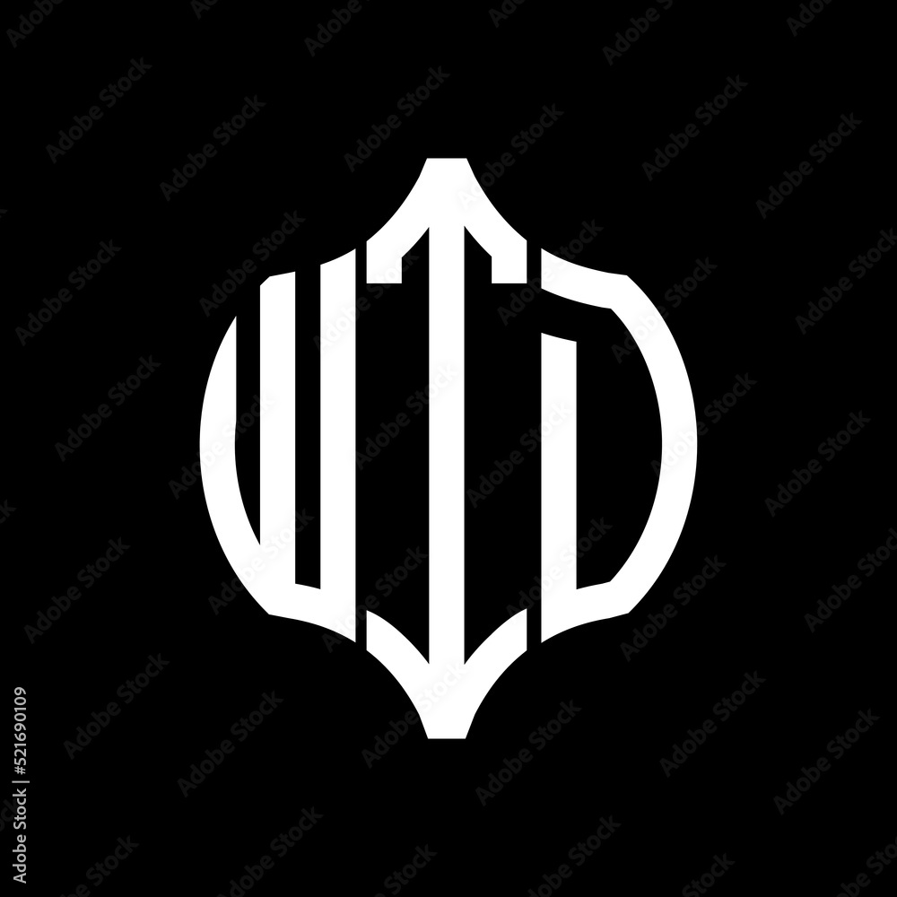 WTD letter logo. WTD best black background vector image. WTD Monogram ...