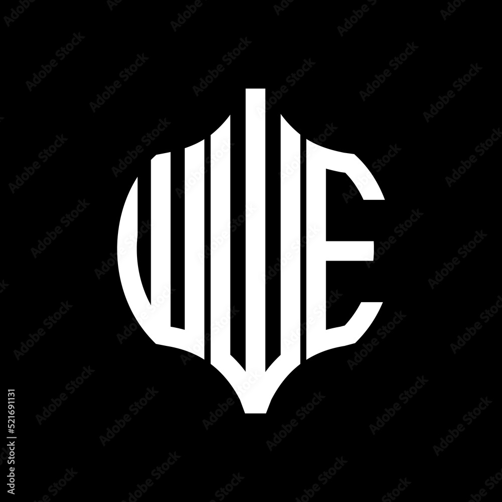 WWE letter logo. WWE best black background vector image. WWE Monogram ...