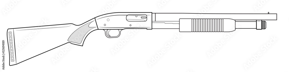 Vector illustration of the most famous, traditional, pump-action ...