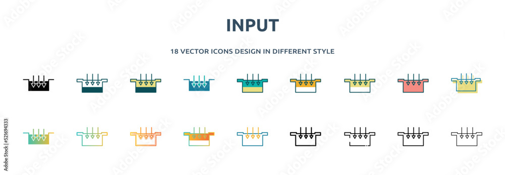 input icon in 18 different styles such as thin line, thick line, two ...
