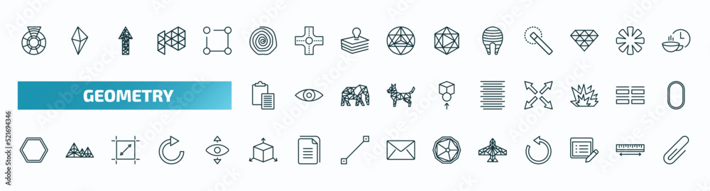 set of 40 special lineal geometry icons. outline icons such as color ...