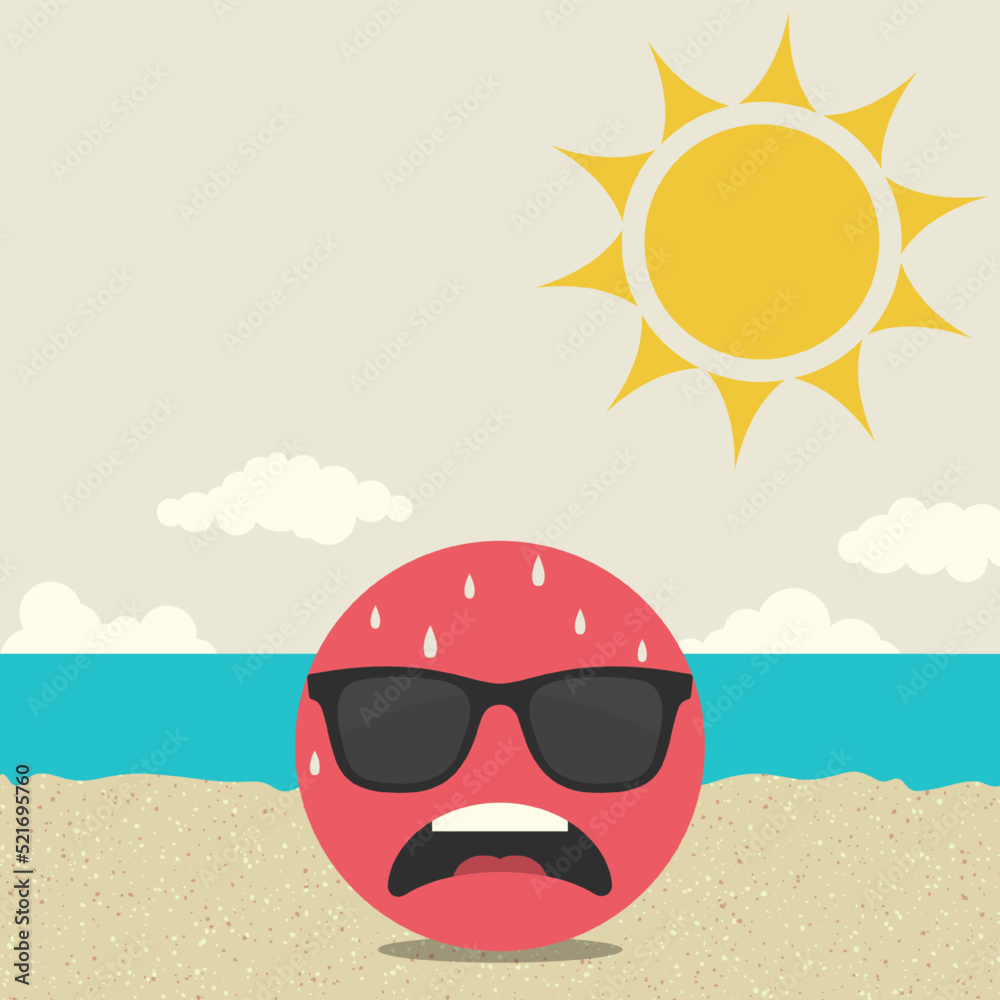 Hot face emoji. Hot weather. Vector illustration Stock Vector | Adobe Stock