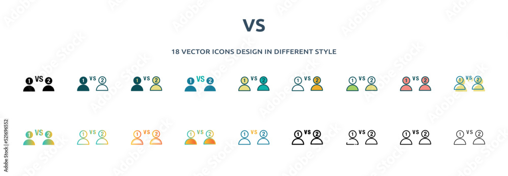 vs icon in 18 different styles such as thin line, thick line, two color ...