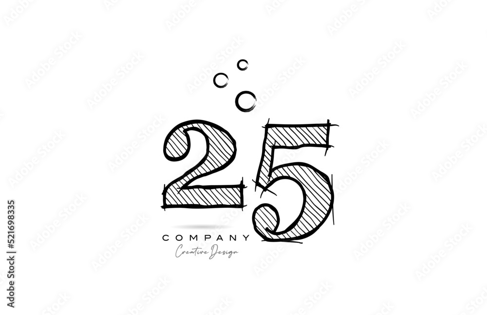 hand drawing number 25 logo icon design for company template. Creative ...