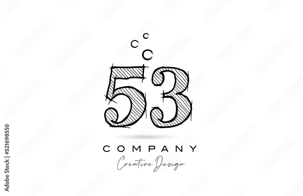 hand drawing number 53 logo icon design for company template. Creative ...