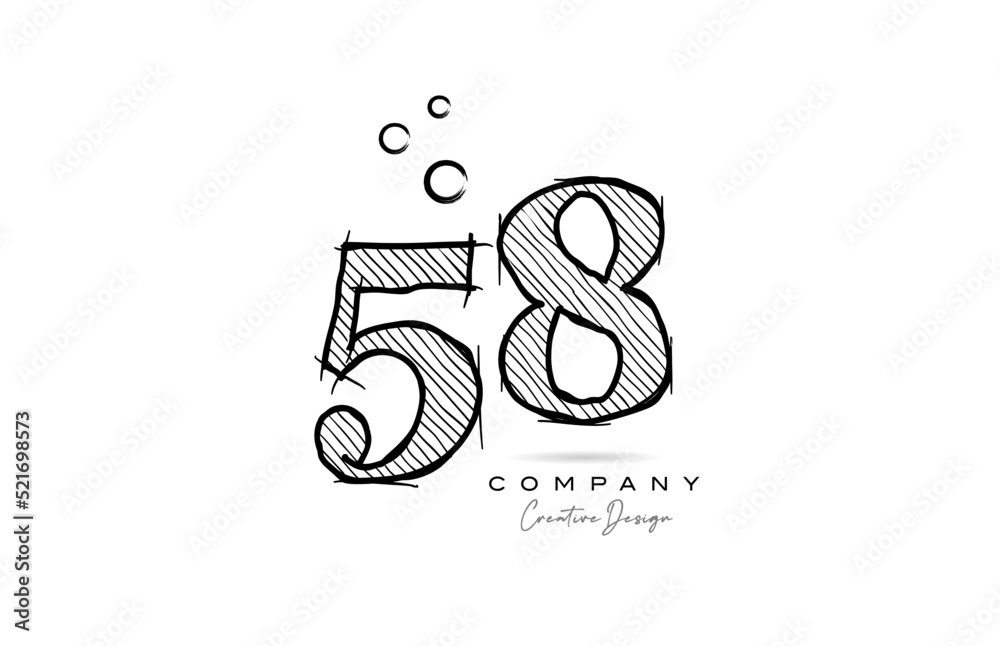 hand drawing number 58 logo icon design for company template. Creative ...