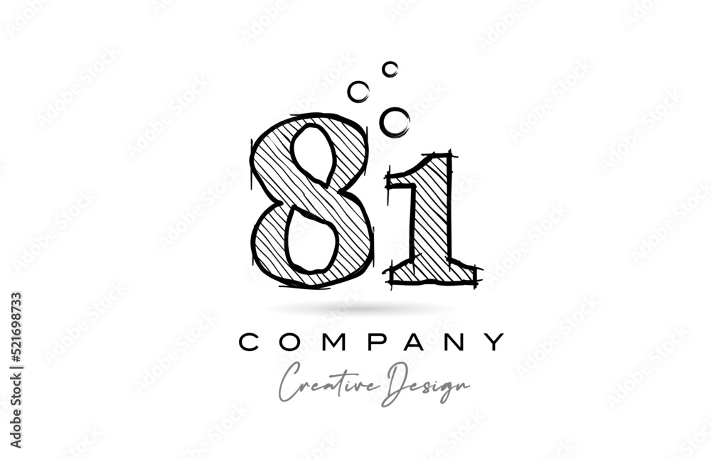 hand drawing number 81 logo icon design for company template. Creative ...