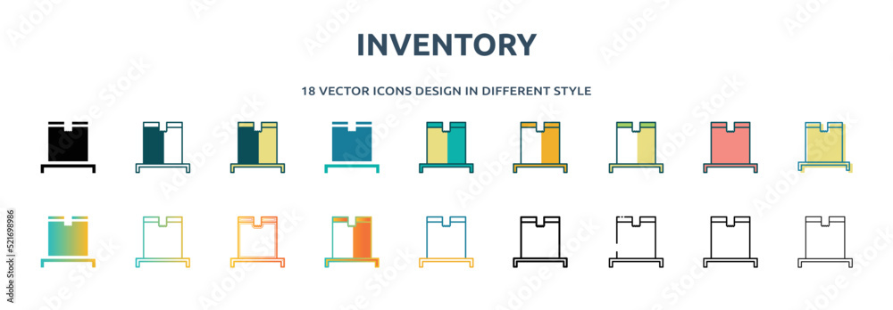 inventory icon in 18 different styles such as thin line, thick line ...