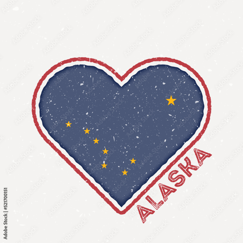 Alaska heart flag badge. Alaska logo with grunge texture. Flag of the ...