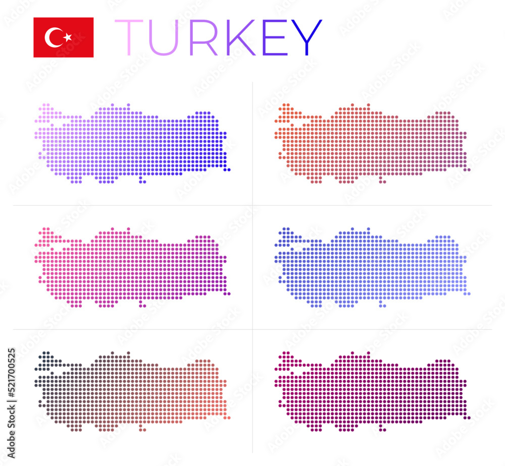Turkey dotted map set. Map of Turkey in dotted style. Borders of the ...