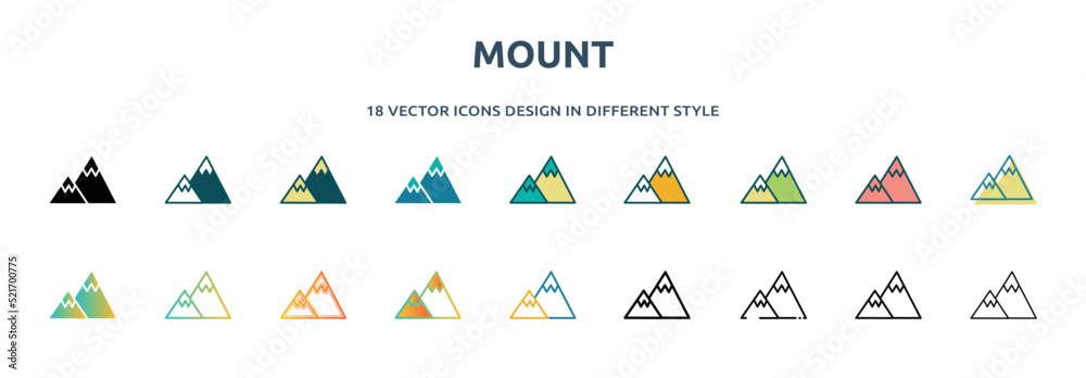 mount icon in 18 different styles such as thin line, thick line, two ...