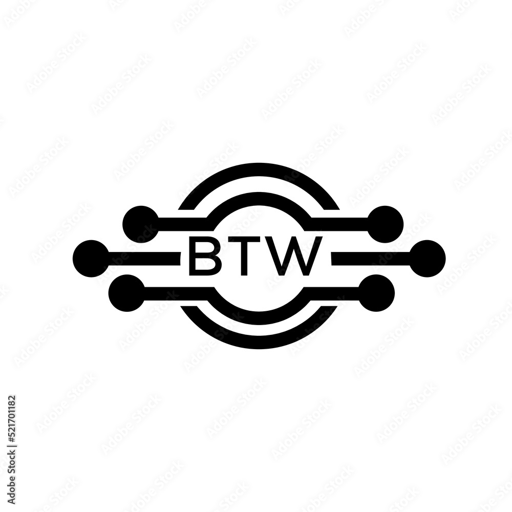 BTW letter logo. BTW best white background vector image. BTW Monogram ...