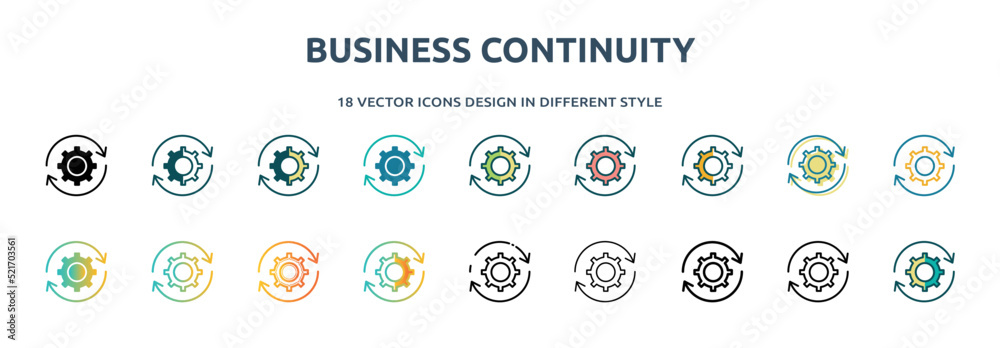 business continuity icon in 18 different styles such as thin line ...
