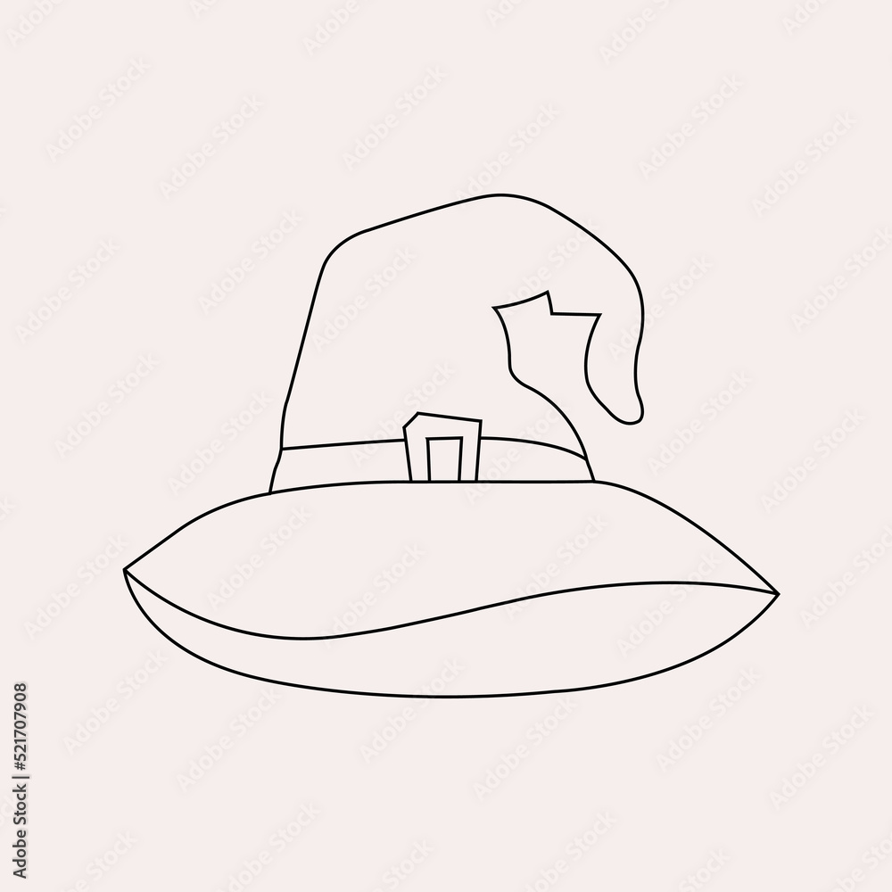 Halloween witch hat coloring page for kids vector illustration Stock ...