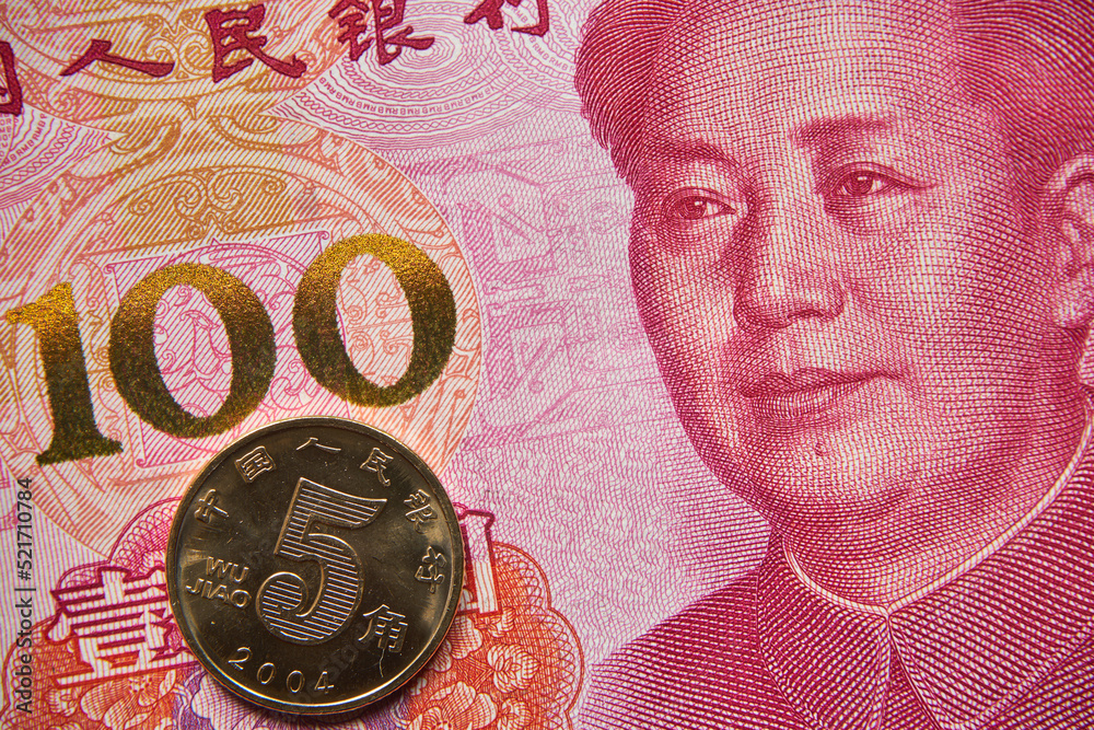 banknot chiński, 100 juanów, moneta chińska ,Chinese banknote, 100 yuan ...