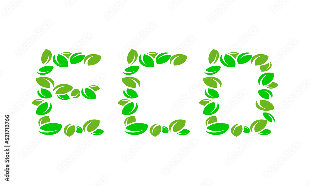eco - text with leavers. eco product design. Template for organic ...