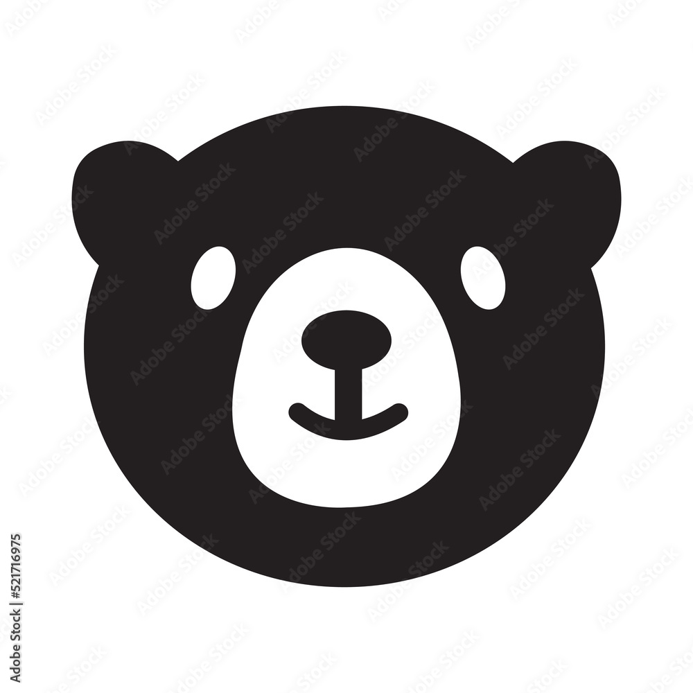 Panda bear animal avatar icon | Black Vector illustration | Stock ...