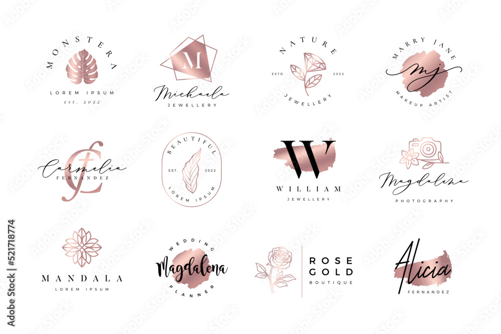 Luxury rose gold gradient logo Stock Vector | Adobe Stock