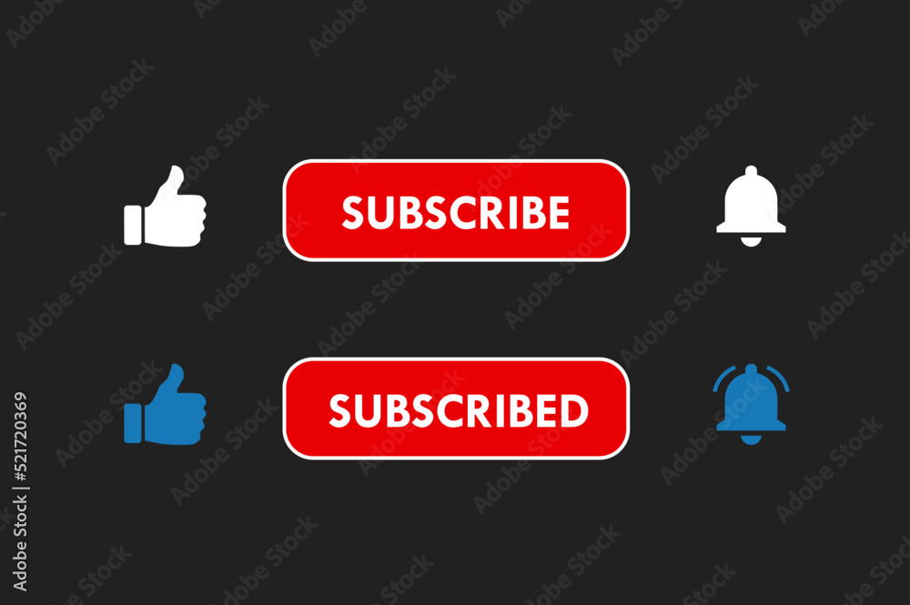 Like Subscribe Bell Buttons Banner Content Creator Channel Icons Growth ...