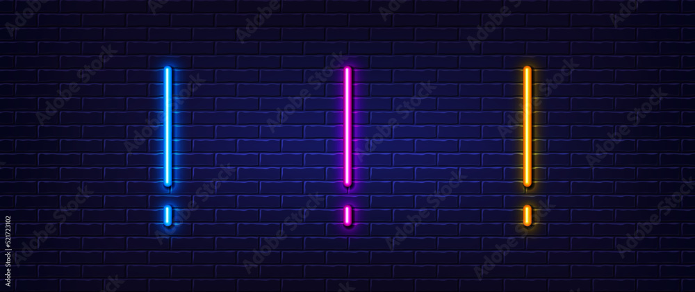 Stockvector Exclamation mark icon. Neon light line effect. Important ...