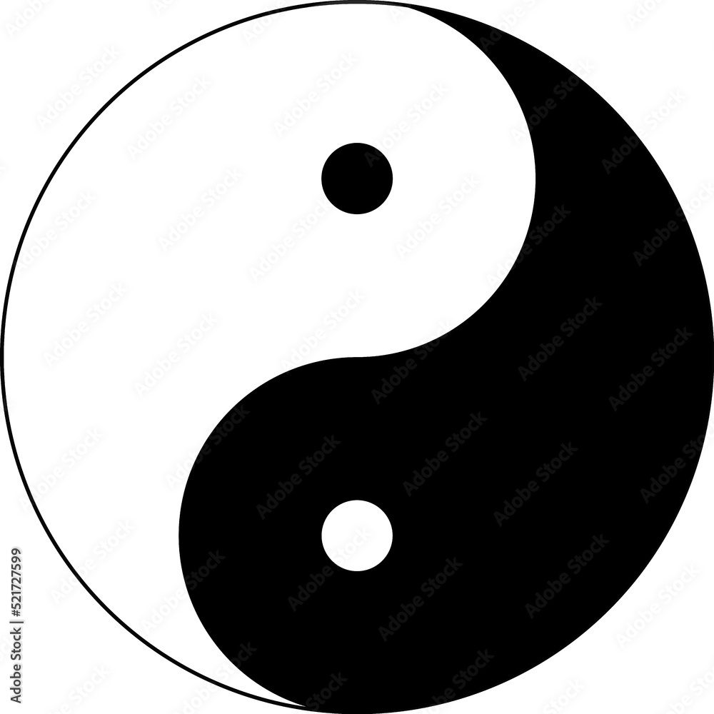Black and white vector graphic of the Yin and Yang symbol of the two ...