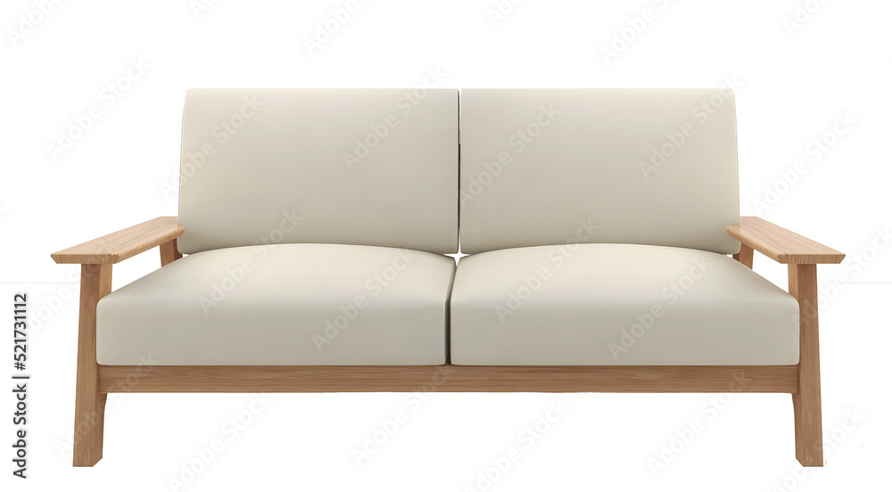 White 2-seat chair on transparent background. png. 3d rendering Stock ...