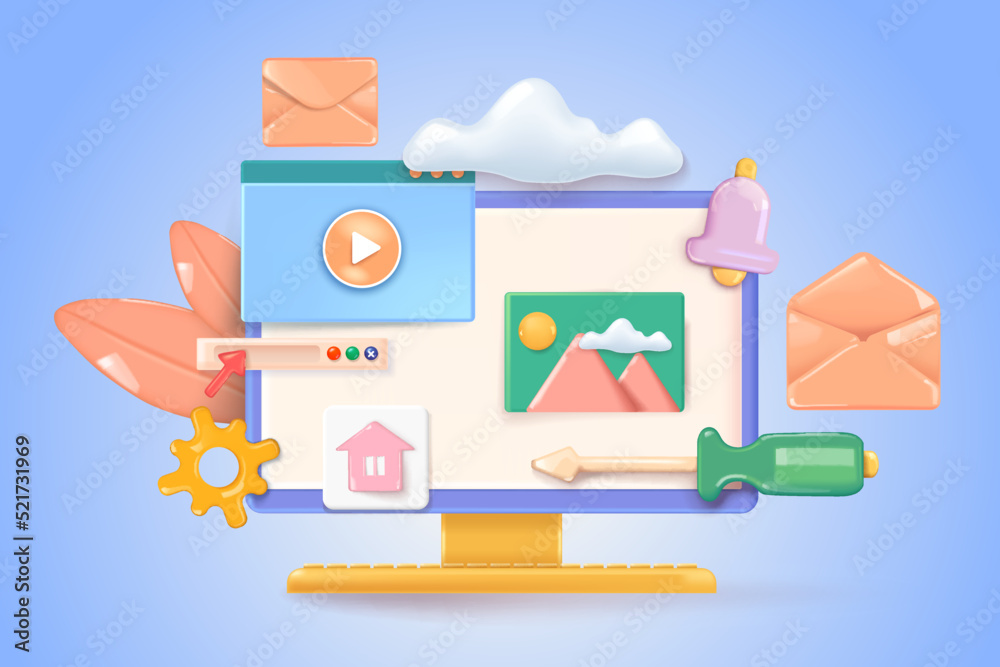 Web UI-UX design, web development concept. Web design, application design, coding, and web ...