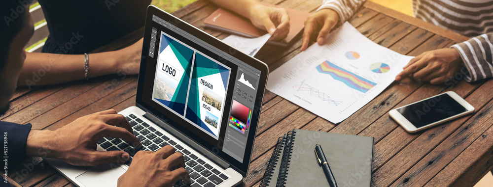 Graphic designer software for modern design of web page and commercial ...