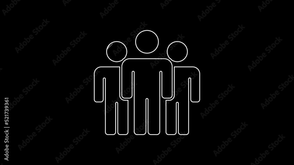 White line Users group icon isolated on black background. Group of ...
