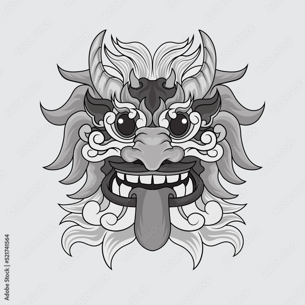 Dragon Chinese Beast Hand drawn Black and white Vector illustrations ...