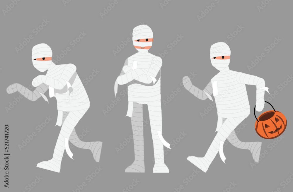 Cartoon mummy characters vector character set ,Vector illustration ...