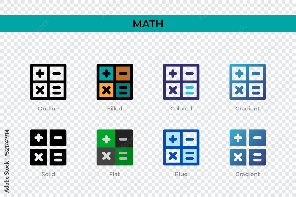 Vetor de Math icon in different style. Math vector icons designed in ...