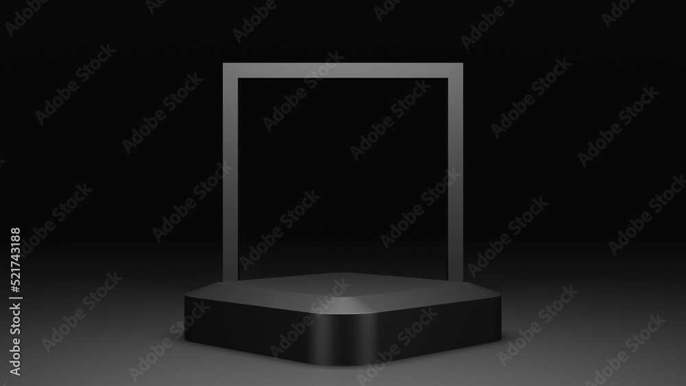empty black podium display, minimal dark pedestal for product showcase ...