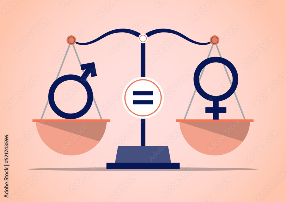 vector illustration of Weight scale with gender signs showing equal ...