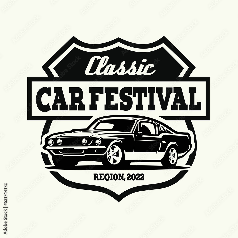 Classic car emblem badge logo vector illustration isolated Stock Vector ...