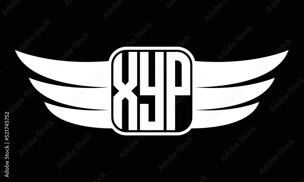 XYP three letter Wing logo design. flying Vector template Stock Vector ...