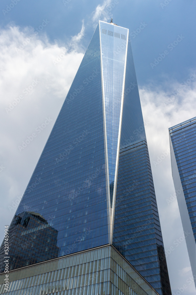Daytime exterior view of One World Trade Center in lower Manhattan, on ...