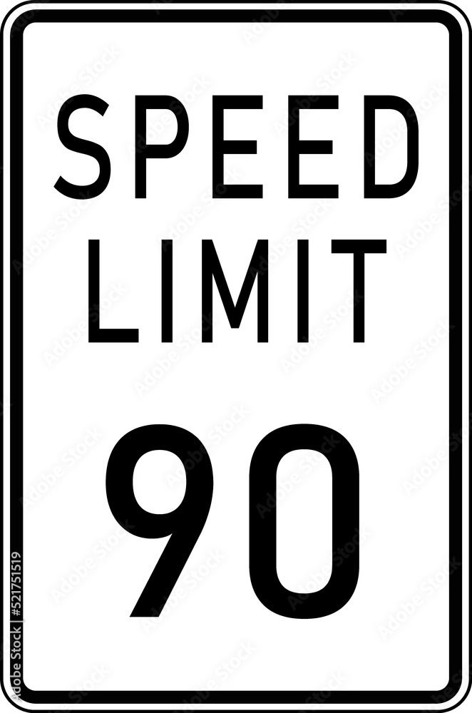 speed limit 90 sign - safety sign on highways and parking areas Stock ...