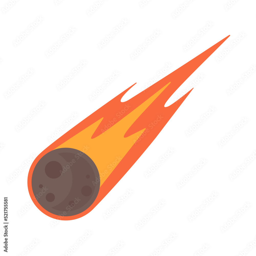Vetor de Comet cartoon. The meteorite fell to the earth and sparked. do Stock | Adobe Stock