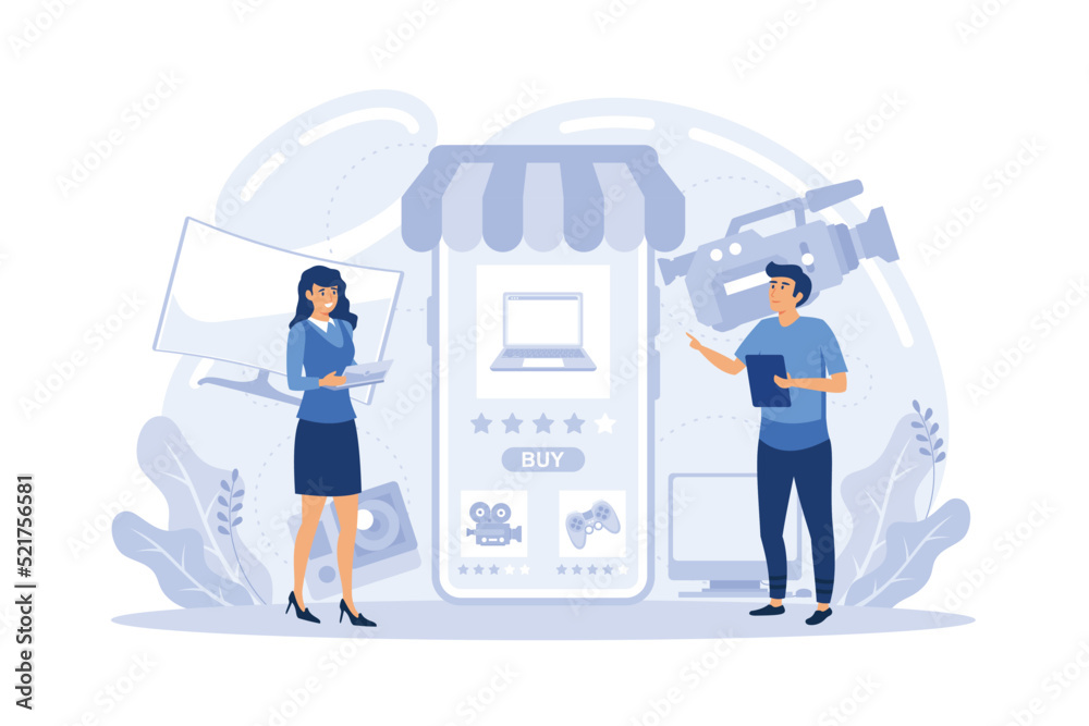 Online Computer Store flat vector illustration Stock Vector | Adobe Stock