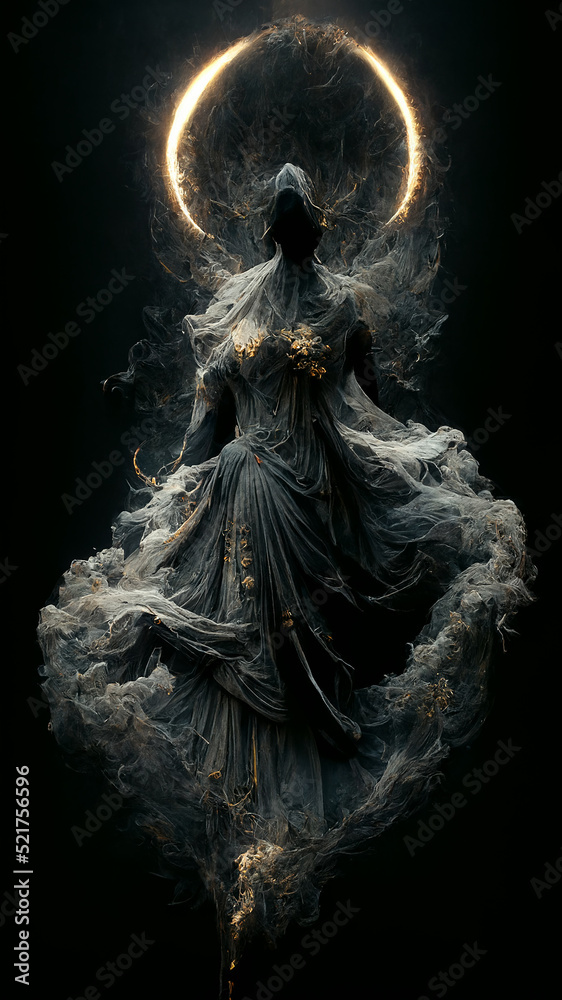 Illustrazione Stock stunning otherworldly goddess of beauty rising from the void, dark and ...