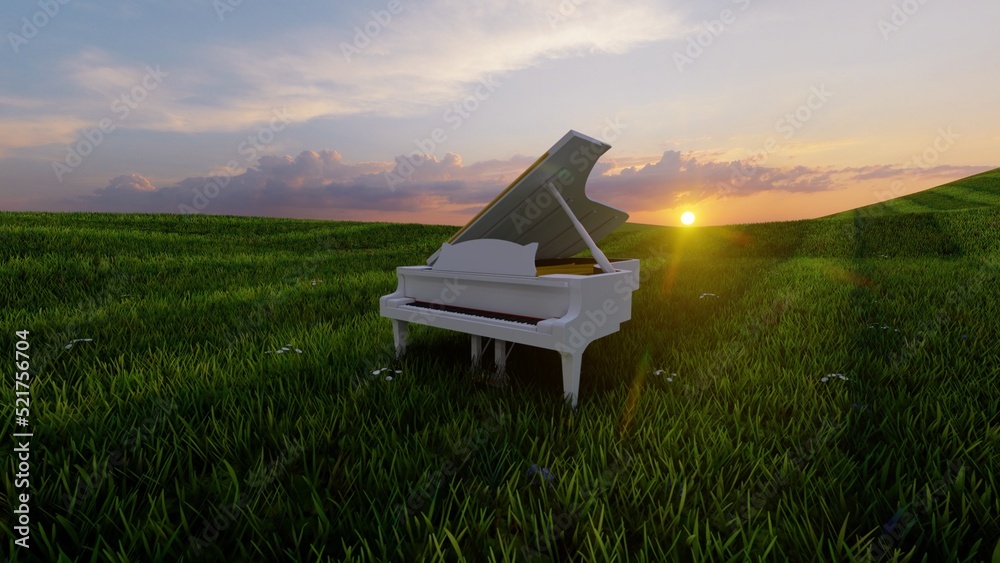piano, grand piano with nature background Stock Illustration | Adobe Stock