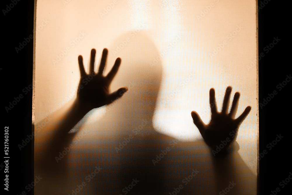 Poster Shadowy figure, man behind glass - horror background – Wall Art ...