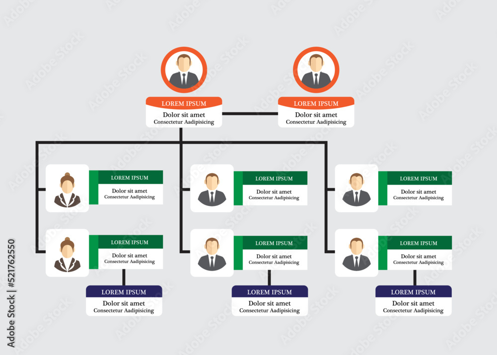 Organization Chart Infographics with People Icon and Abstract Line ...