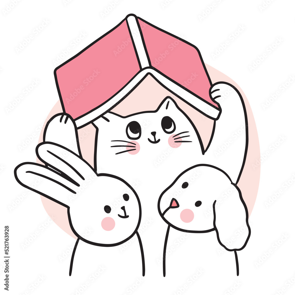 Dogs And Cats Reading Books