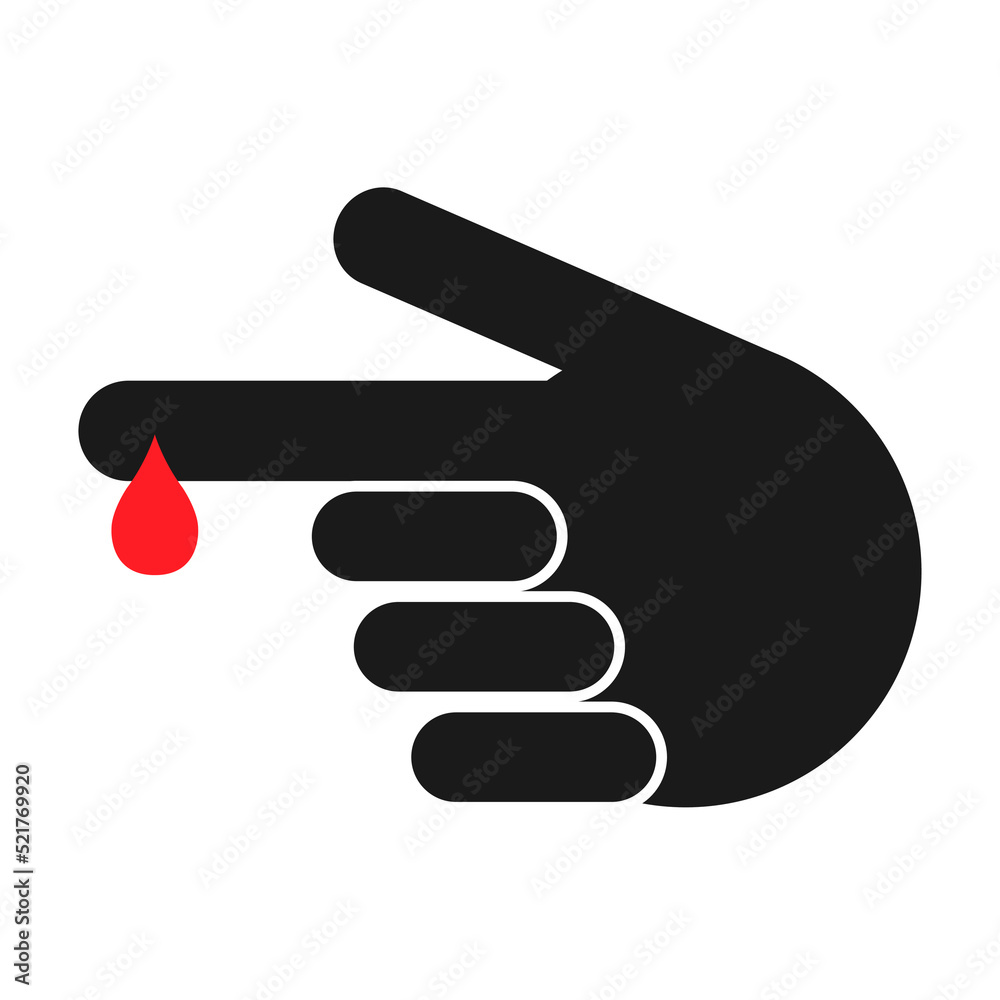 Hand finger with drop blood icon, medical health test symbol, control ...