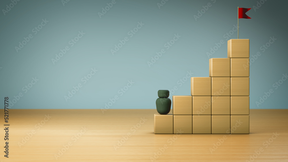 Business goal success concept. Starting on stairs to achieve ...