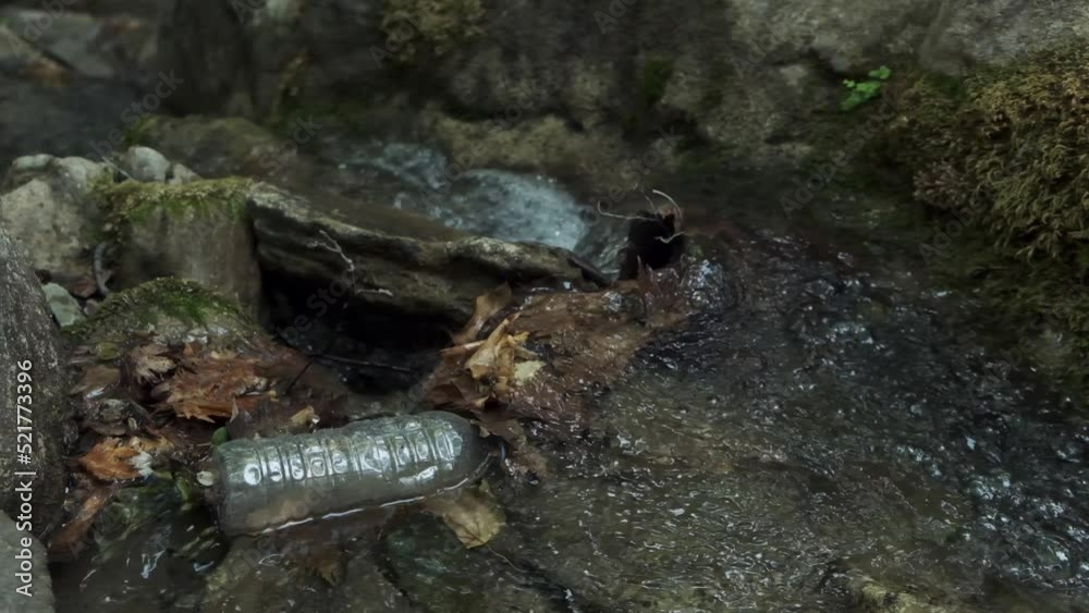 world's plastic pollution crisis. used bottle floating on water ...